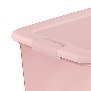 EECPT 6pc 64 Qt. Latching Box Plastic, Blush Pink Tint