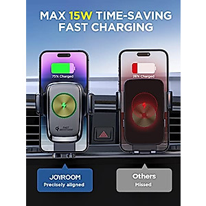 [Upgraded Version] Wireless Car Charger, 15W Qi Smart Fast Charging, JOYROOM Car Phone Holder Mount Wireless Charging, Auto-Clamping Charging Cell Phone Mount for iPhone, Samsung, Galaxy, LG, Google