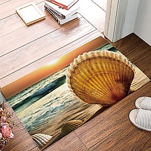 Door Mat for Bedroom Decor, Coastal Beach Starfish Shells Teal Sea Water Floor Mats, Holiday Rugs for Living Room, Absorbent Non-Slip Bathroom Rugs Home Decor Kitchen Mat Area Rug 18x30 Inch