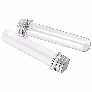 HAKZEON 50 PCS 40ml Plastic Test Tube with Caps,140 x 25 mm Clear Test Tubes with 50 Seal Protection Sheets, for Scientific Experiments, Plant Cultivation，Party Decoration, Candies Salt Container
