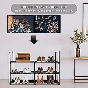 AN ANEWSIR Shoe Rack Metal 2 Pack - 3 Tier Shoe Rack Storage 24-30 Pairs Sturdy Show Rack, Stackable Black Shoe Rack Vertical, Free Standing Space Saving Corner Shoe Rack for Closet Entryway