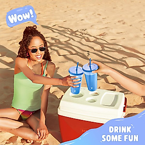 Meoky Plastic Cups with Lids and Straws - 6 Pack 24 oz Tumblers Bulk for Iced Coffee, Reusable Color Changing Cups for Party, Car, Women, Adults, BPA-free (Blue)