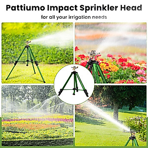Lawn Sprinklers for Yard, Pattiumo 360°Tripod Sprinklers for Yard Large Area, 3/4" Connector, Adjustable Height 16-37”, Heavy Duty Sprinklers for Garden/Yard/Patio, 1Pack