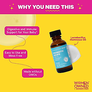 Pink Stork Baby Probiotic Drops, Newborn, Infant & Toddler Probiotics to Help Aid Digestion and Constipation Support, Newborn Essentials - 1 fl oz, 2 Month Supply