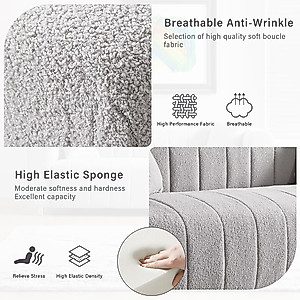 gefayluo 81.89" Teddy Fabric Large Modern Sofa with Gold Metal Legs,3 Seater Upholstered Sofa Love Seats Furniture for Living Room,Bedroom, Apartment