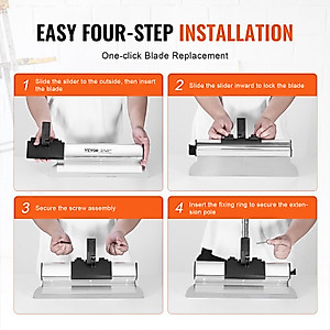 VEVOR Drywall Skimming Blade Set, 10/16/24/32/40 in Skimming Blades + 34-81.6 in Extension Handle Pole, Stainless Steel Knife Professional Skim Coat Tools, for Gyprock/WallBoard/Plasterboard