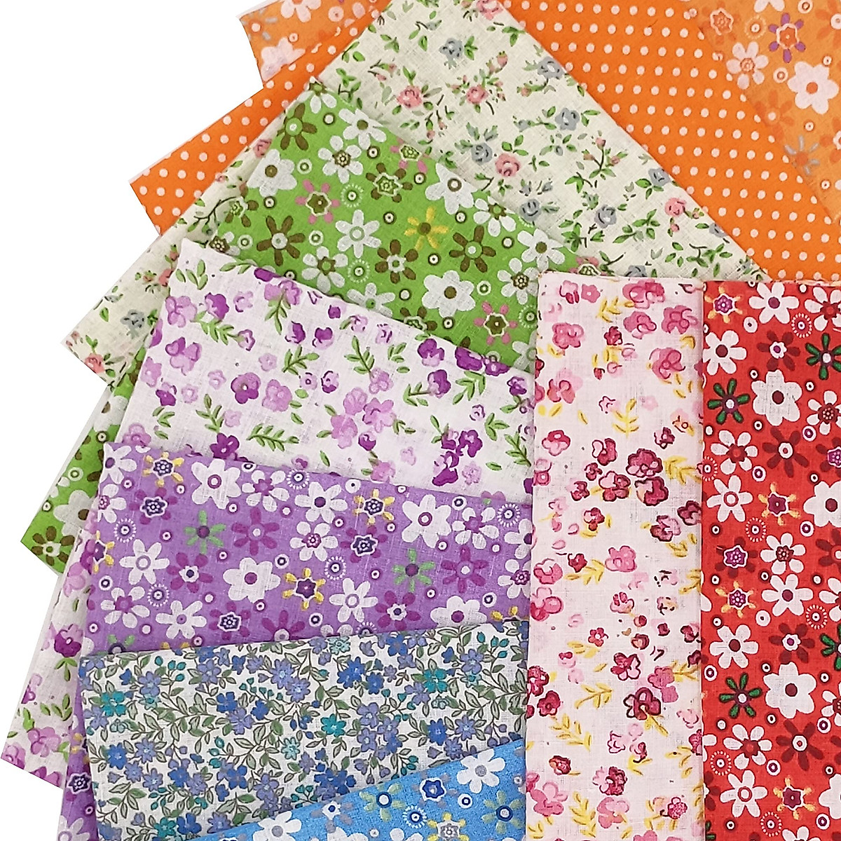 Cartisanat Fat Quarters Fabric Bundles，12 Pcs (20in x 20in / 50cm x 50cm) Sewing Patterns Quarter Precut Fabrics for Quilting Squares Scraps TOP Cotton Material Bundle Patchwork DIY Crafting Floral B