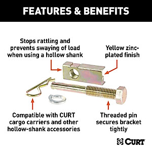 CURT 22315 Anti-Rattle Hitch Pin Shim Device, Fits 1-1/4-Inch Receiver, 1/2-In Hole