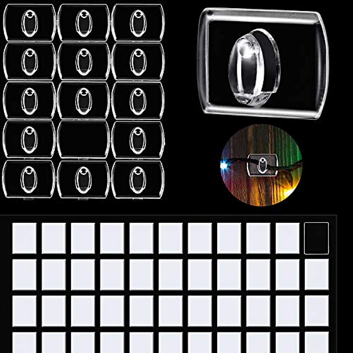 Tatuo 60 Pieces Mini Decorating Hook Clips, Holiday Light Hooks, Decorating Clips for String Lights, Multi Function Decoration Hanging Clip for Home, Outdoor(0.71 x 0.51 Inch,Clear)