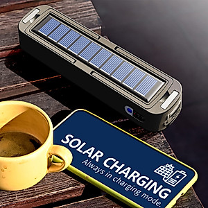 UPFOX Solar Rechargeable Camping Lantern, 4800mAh Power Bank, 1500 Lumens, 4 Light Modes LED Lantern for Car, Home, Outage, Attic, Garage, Backyard and More (Black × 1pcs)