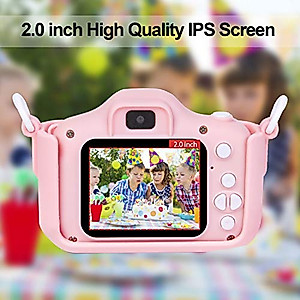 Phankey Kids Camera for Girls, 20MP1080P Digital Camera for Toddler 3 4 5 6 7 8 Year Old with 32GB Card,Soft Silicone Shockproof Case, Great Gift for Girls(Pink)
