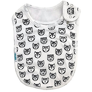 KUDL Baby Bibs Large Burpy Cloth 4 Pack Gift Set Soft Absorbent Feeding Reflux Drool Teething Bibs, Adjustable Snap Buttons, Funny Designs for Boys & Girls - Aztec Black & White