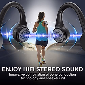 CelsusSound Bone Conduction Headphones with Noise-Canceling MIC, Bluetooth Waterproof Sport Headphones, Open Ear Stereo Headphones up to 10H Playtime, Wireless Headset for Running and Workout