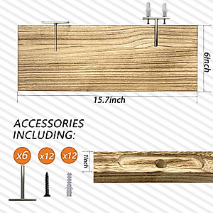 Floating Shelves, Solid Wood Shelf Set of 3,Floating Shelves for Wall Rustic Farmhouse Wooden Shelves, Bathroom Wall Shelf with Invisible Brackets for Storage, Bedroom,Office Decor(Light Brown)