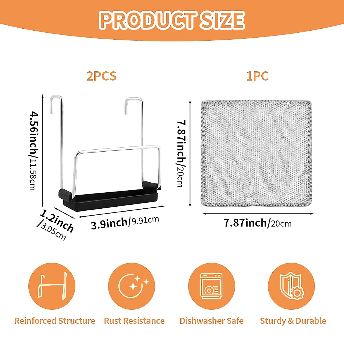 2pcs Slow Cooker Lid Holder and 1pc Wire Dishwashing Rag, Pot Lid Holder fits Most Slow Cooker, Stainless Steel Pot Lid Rack with Silicone Sink Keeps Countertops Clean(Silver,SIZE:4.56x1.2x3.9inch)