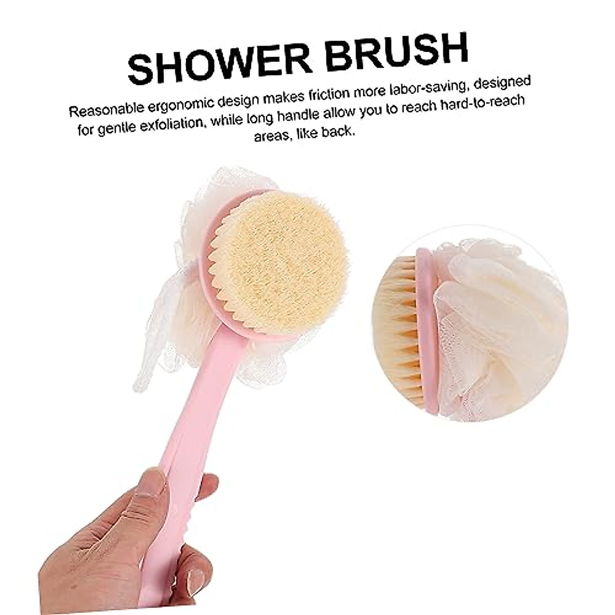 FRCOLOR 2pcs Shower Brush Bath Back Brush sponges for Body Bath loofahs Body Scrub Brush Handle Back Scrubber Long Handle Back Brush Shower Scrubber Bath Brush mesh Ball Back Skin Scrubber