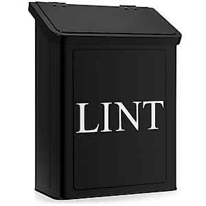 Calindiana Modern Farmhouse Metal Magnetic Lint Bin for Laundry Room Decor and Accessories with Lid and Laundry Room Organization and Storage Wall Mount Space Saving Washer and Dryer Trash Can (BLACK)
