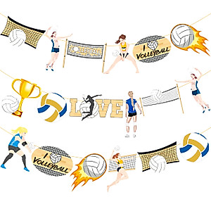 Volleyball Party Banners Volleyball Party Banner Decoration Volleyball Player Party Garlands for Volleyball Theme Birthday Party Decoration Baby Shower Supplies