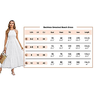 BerryGo Women's Halter Lace Flowy Long Dress Smocked Backless Elegant Beach Sun Maxi Dress for Wedding Guest White M
