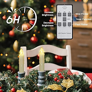 PChero Window Candles, 10 Packs Warm White Battery Operated Waterproof LED Flameless Taper Ivory Floating Candles with Remote Timer and Dimmable, Ideal for Home Indoor Outdoor Christmas Trees Decor