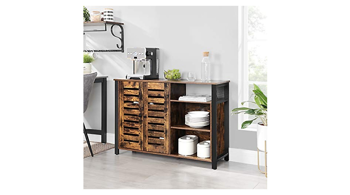 VASAGLE Lowell Storage Cabinet - Rustic Industrial Sideboard