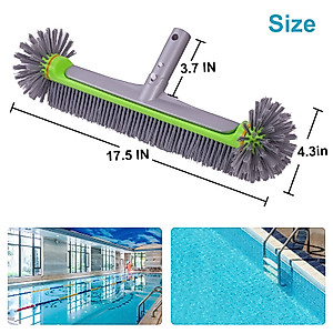 Sepetrel Pool Brush Head for Cleaning Pool Walls,Heavy Duty Inground/Above Ground Swimming Pool Round Scrub Brushes with Premium Strong Bristle & Reinforced Aluminium Back,Grey
