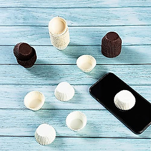 1200 Pieces Mini Paper Cupcake Liners 1.25 inches Baking Cups Wrapper Muffin Paper Cups for Holiday, Baby Shower, Birthday Party, Weddings (1.25 inch, White, Brown)