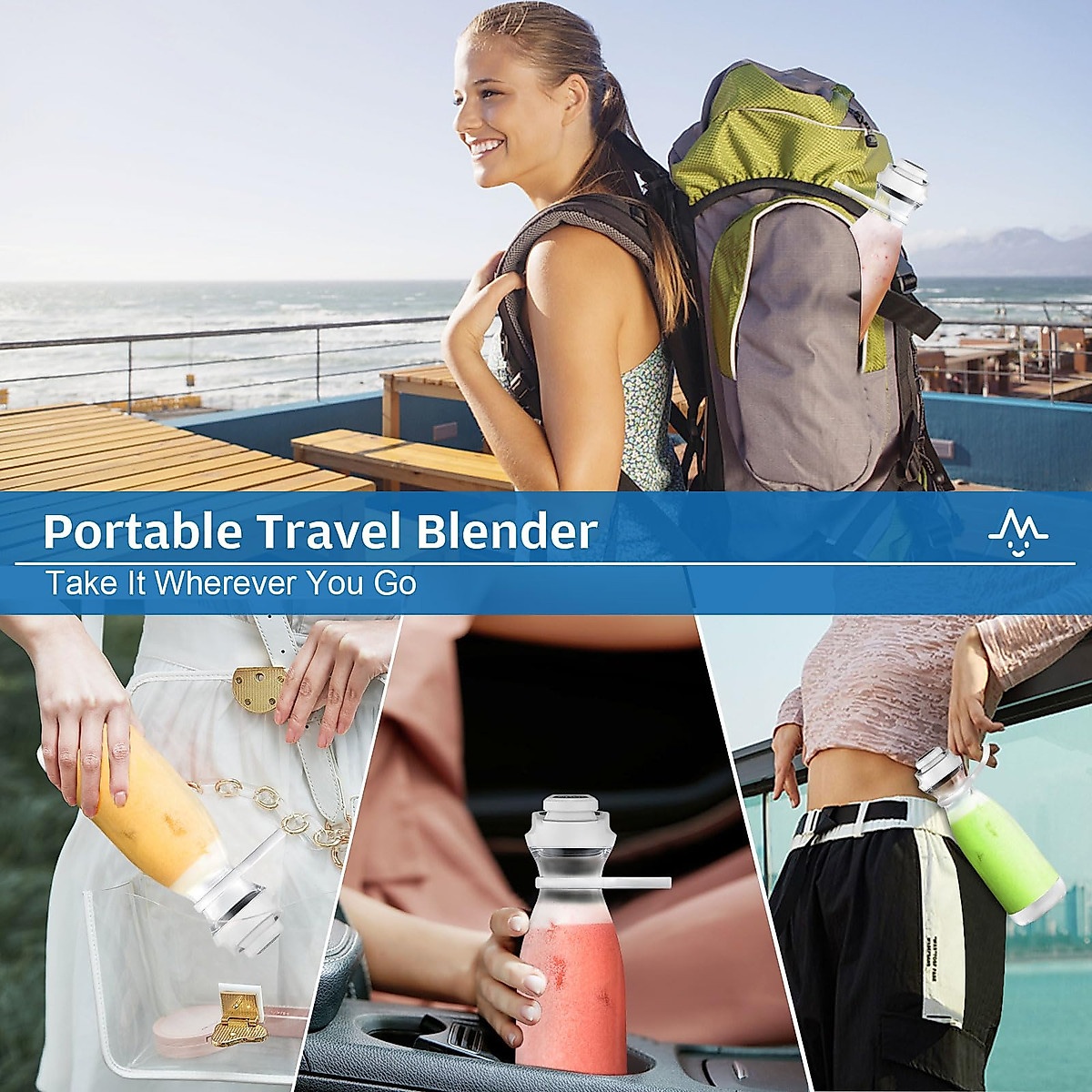 Portable Blender, Personal Blender -for Shakes and Smoothies, 300W Powerful Smoothie Blender, 3X More Power than Mini Travel Blender |OUSMIN Blender Bravo (White, 4th Gen|Basic Version)