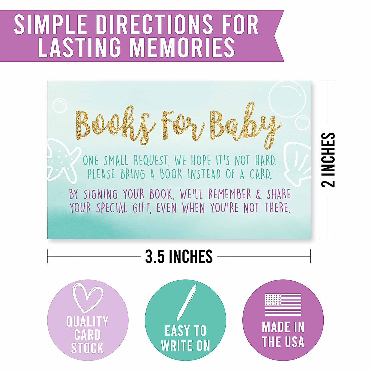 Hadley Designs - Books For Baby Shower Request Cards - Baby Shower Guest Book Alternative, Bring A Book Instead Of A Card, Baby Shower Book Request For Girls - 25 Pieces