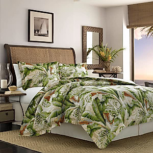 Tommy Bahama - King Duvet Cover Set, Cotton Sateen Bedding with Matching Shams & Button Closure, All Season Home Decor (Palmiers Green, King)
