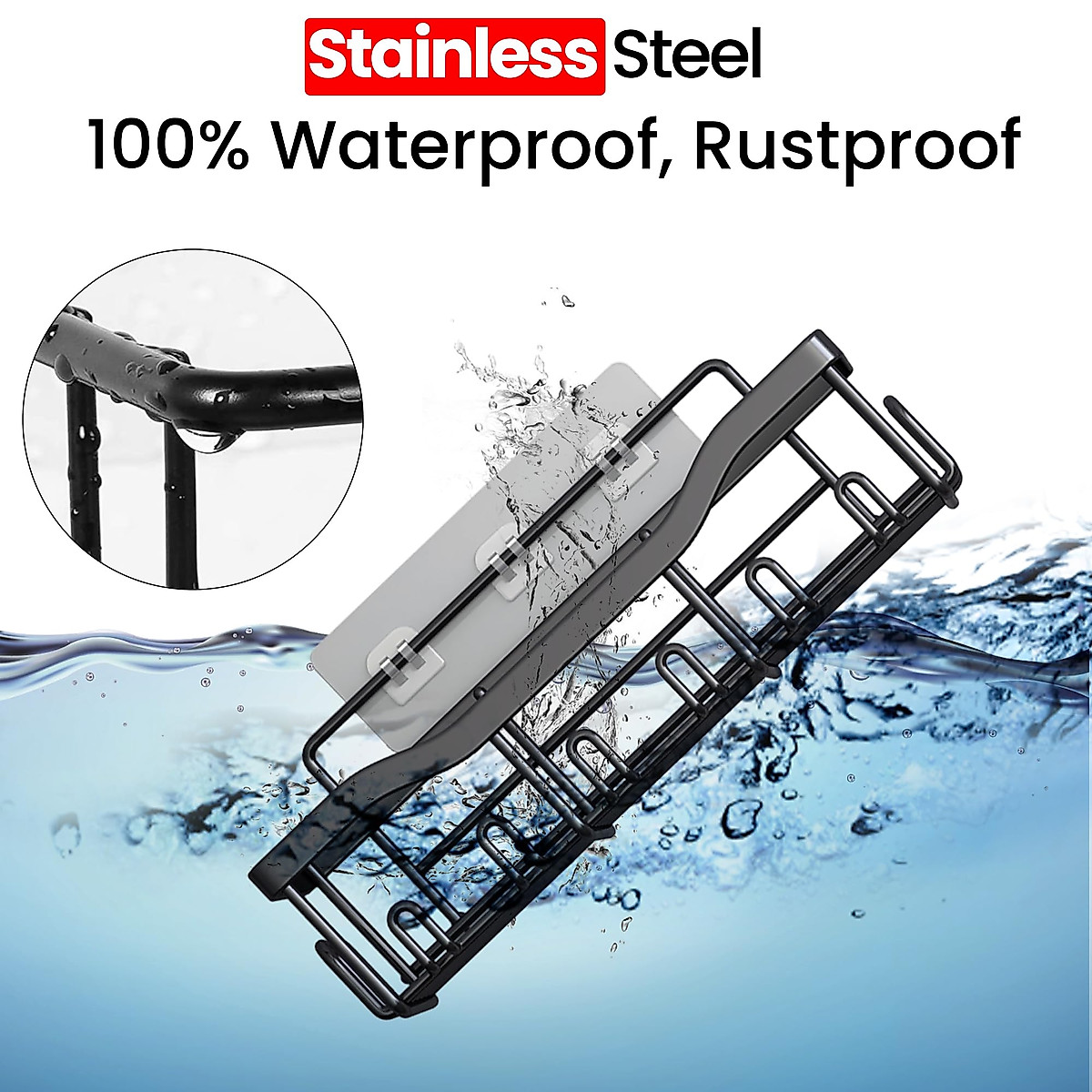 WOKIT Shower Caddy, Bathroom Accessories, Shower Organizer with Self Adhesive for Bathroom, Rustproof Stainless Steel Dorm Room Essentials, Perfect for Kitchen Storage-Set of 5 Racks