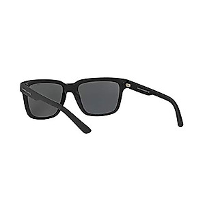 A|X ARMANI EXCHANGE Men's AX4026S Square Sunglasses, Matte Shiny Black/Grey, 56 mm