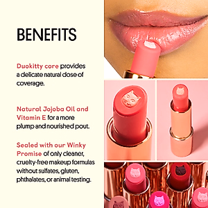 Winky Lux Purrfect Pout Lipstick, Semi Sheer Creamy Lipstick With Jojoba Oil and Vitamin E, Subtle Pink Natural Lipstick, Purrincess