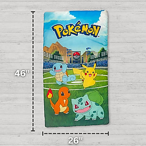 Pokémon Anime Kids Soft Lightweight 2 Piece Sleeping/Slumber Bag and Sling Bag Set, 46"(L) X 26"(W) (Official Licensed Pokémon Product) by Franco