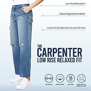 WallFlower Women's Carpenter Denim Low-Rise Insta Classic Juniors Jeans, Halsey, 17