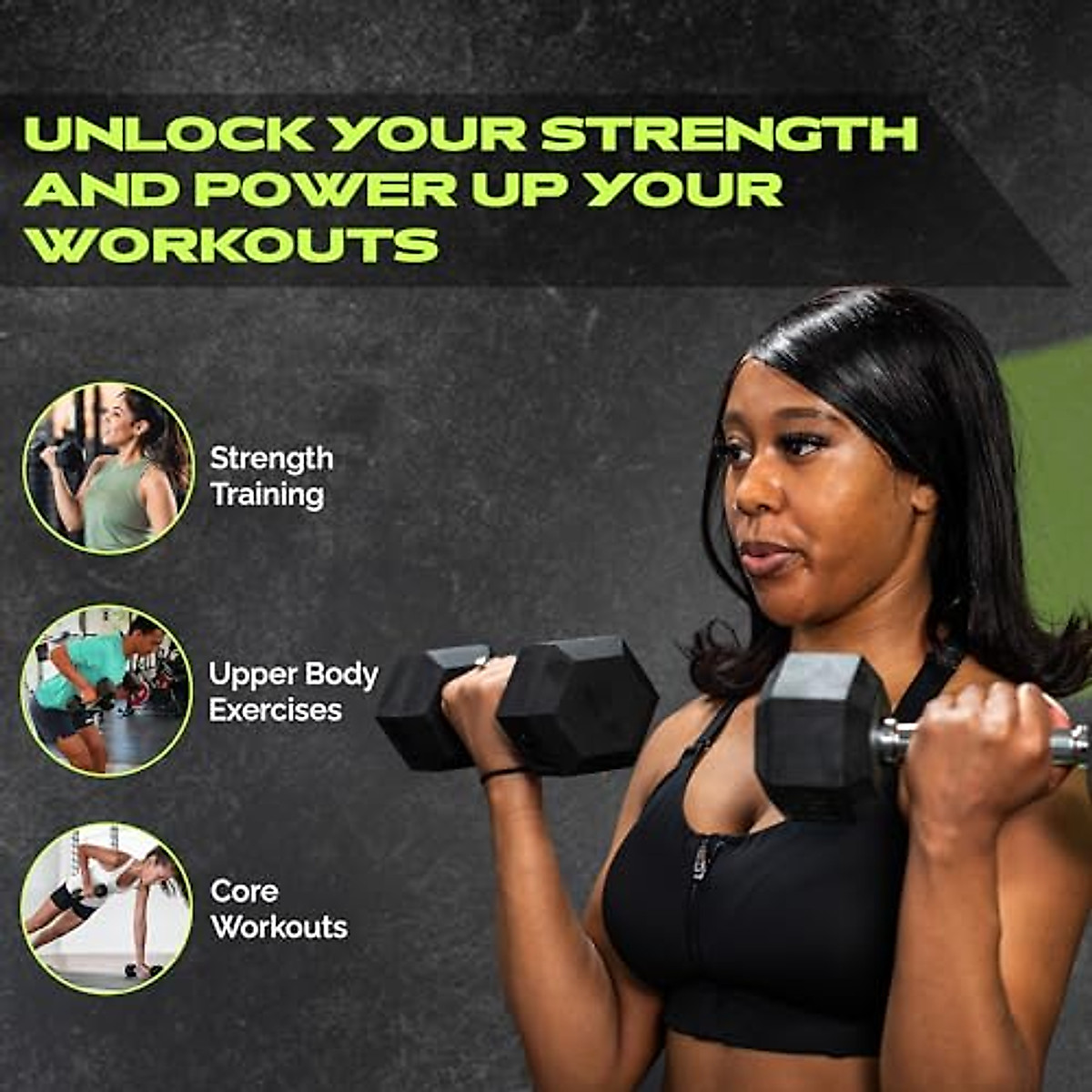 Rage Fitness Rubber Coated Dumbbell - No Roll Design Easy-Grip Steel Knurled Handle, Weights Dumbbell Set for Strength Training, Workouts - Ideal Weights Set for Home Gym - SOLD INDIVIDUALLY - Black (55 LB)