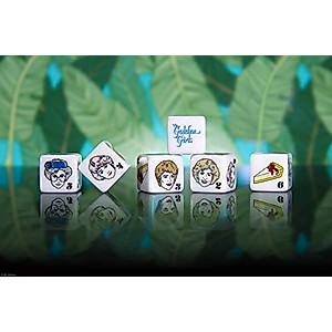USAOPOLY The Golden Girls Dice Set | Collectible d6 Dice Featuring Characters & References - The Golden Girls Logo, Rose, Sophia, Blanche, Dorothy, and Cheesecake | Officially Licensed 6-Sided Dice
