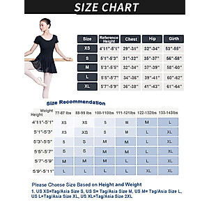 Daydance 3/4 Sleeve Black Teen Girls Ballet Leotards Skirted Dance Costumes for Ballerina