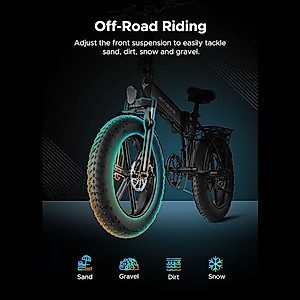 Bluehut ENGWE EP-2-PRO Folding Electric Bike for Adults 750W 25MPH 4h Fast Charge 48V 13AH Removable Battery with 20"*4.0" Fat Tire 7 Speeds Ebikes for Commuting, Off Road, Black (US Warehouse)