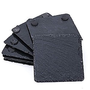 Slate Drink Coasters Set of 10-4" x 4" Drink Coasters Handmade Coasters for Bar and Home, Black