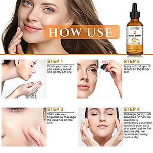 20% Vitamin C Serum for Face with Hyaluronic Acid 1 Fl Oz, Anti Aging Facial Serum for Women & Men, Antioxidant, Boost Skin Collagen, Fades Dark Spot, Hydrate & Plump Skin, Anti Aging & Wrinkle