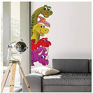 Dinosaurs Behind The Door Decals Dinosaur Wall Decals Peel & Stick Removable Stickers for Children Kids Bedroom Living Room Mural Wall Art