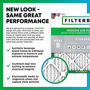Filterbuy 14x25x1 Air Filter MERV 8 Dust Defense (4-Pack), Pleated HVAC AC Furnace Air Filters Replacement (Actual Size: 13.50 x 24.50 x 0.75 Inches)