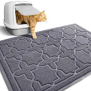 Yimobra Cat Litter Mat, 35.4"x23.6" Litter Box Mat with Litter Lock Mesh, Soft Cat Litter Mat Litter Trapping Mat, Easy to Clean, Non-Slip, Water Resistant, Litter Free Floors, Dark Grey