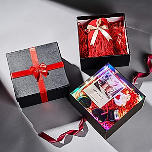 JCXPACK 12PCS 8 x 8 x 4 inches Elegant Black Gift Boxes,Rigid Gift Boxes with Lids, Black Present Packaging Box with Lids, Decorative Gift Wrap Boxes Bulk for Crafting