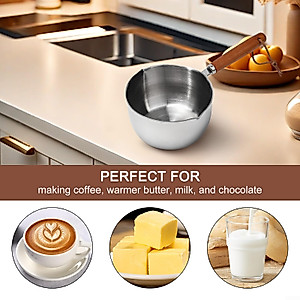 Coffee and Butter Warmer,Milk Pot,Stainless Steel Hot Oil Pan, Hot Sauce Small Pot Cooking, Butter Melting Pot With Handle, Sauce Serving Pots(300ml)