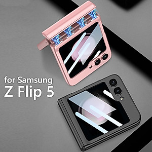 TOPSEM Case for Samsung Galaxy Z Flip 5 Built in External Screen Protector and Hinge Protection,Heavy Duty Shockproof Anti-Scratch Full Body Protective Phone Cover for Galaxy Z Flip 5 5G(Black)