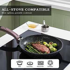 Kordisen Pots and Pan Set Nonstick, 5 Pcs Non Toxic Cookware Set, Induction Cookware Sets with Removable Handle, Kitchen Cookware Set for Cooking, Black