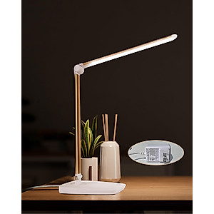 Lichamp Dimmable LED Desk Lamp with USB Charging Port, Touch Control Foldable Gooseneck Free Rotation Adjustable Eye Care Table Lamp, Bedside Reading Light with UL AC Adapter (Gold)