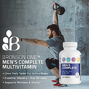 Bronson ONE Daily Men’s Complete Multivitamin Multimineral Once-Daily Multi for Active Men, 180 Tablets